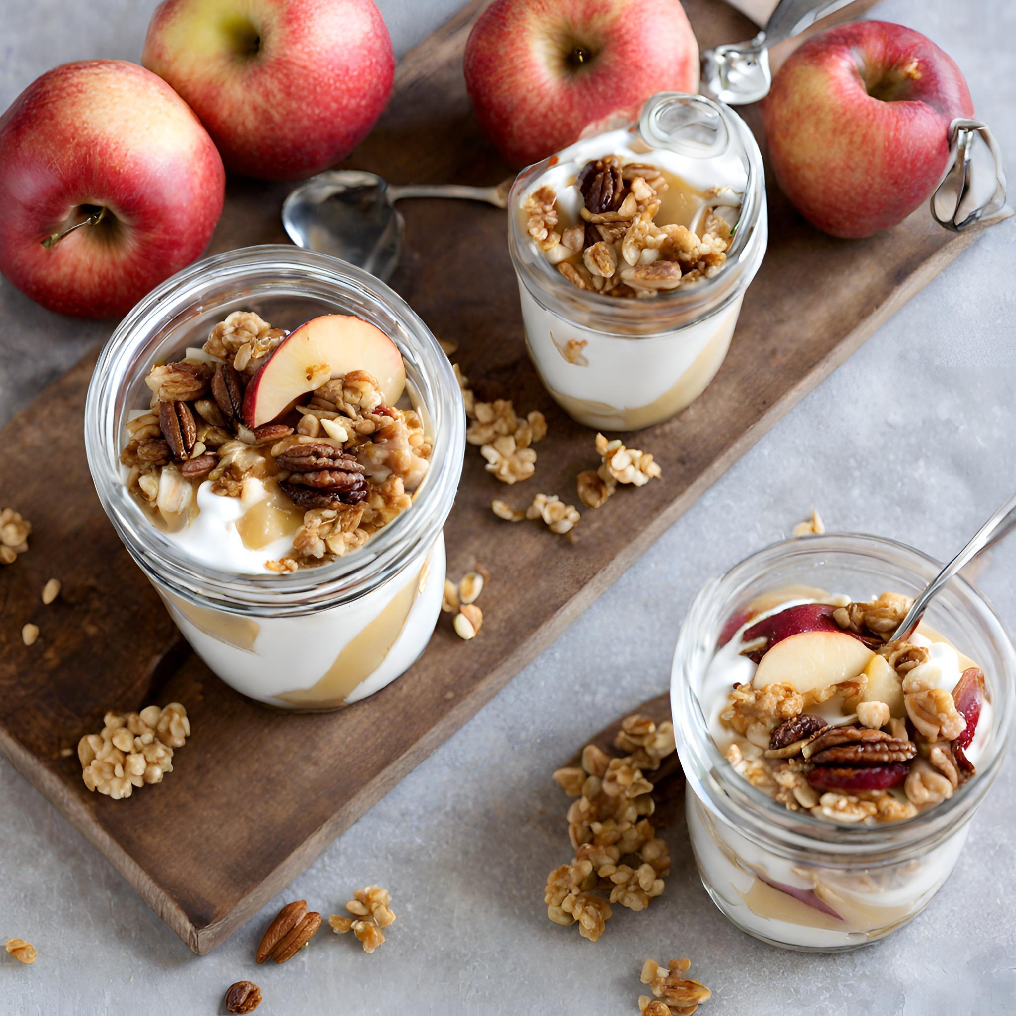 Roasted Apple Greek Yogurt Parfait with Granola, Cinnamon and Honey - PIMCO